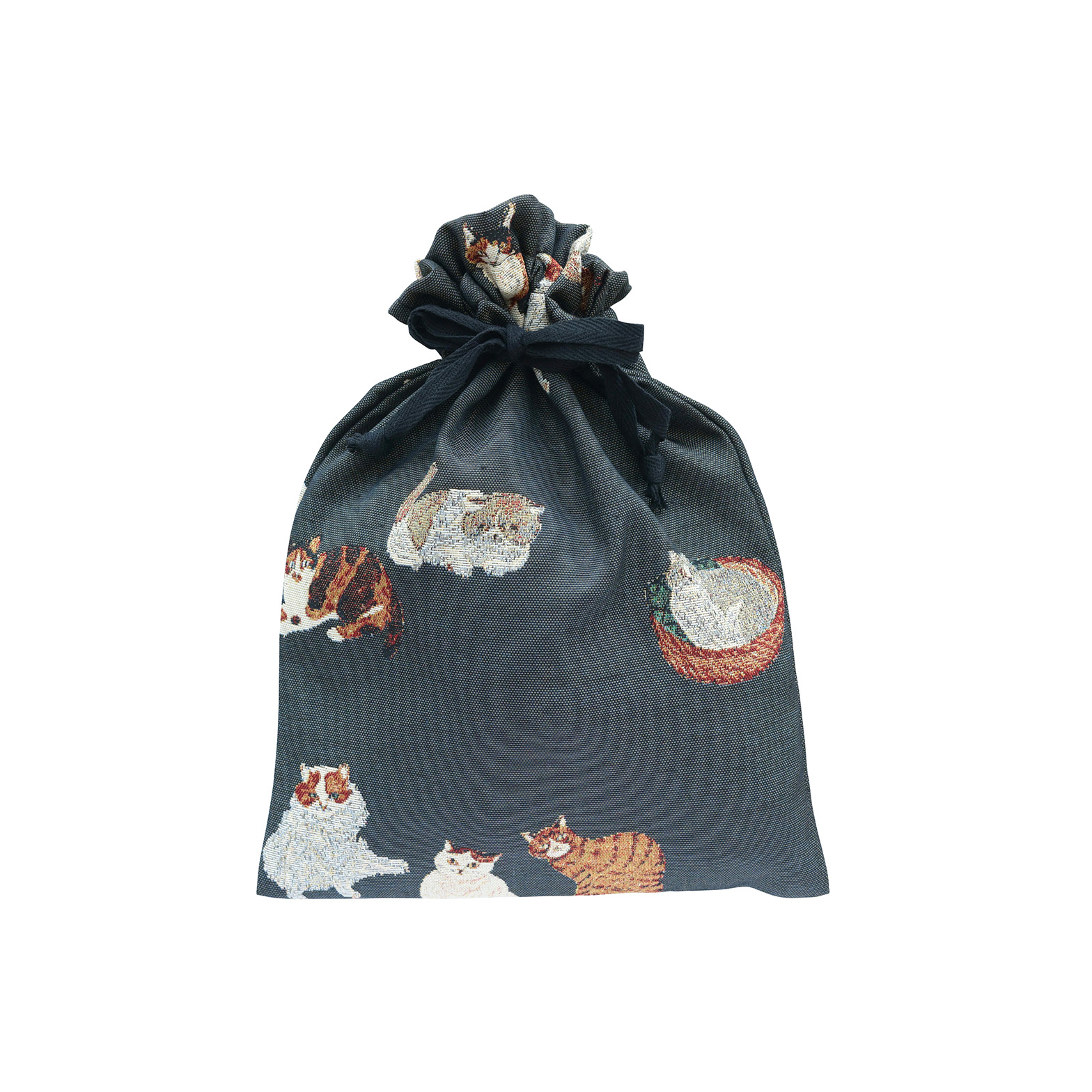 Matsuo Miyuki Drawstring bag Cats BK | 8000000works | エイトミリオンワークス | 雑貨 | 卸売 企画 輸入